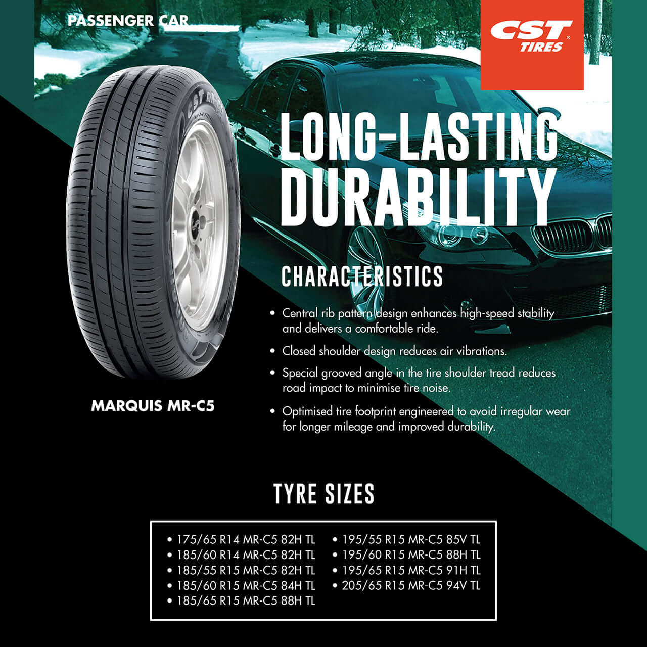 Honda City equipped with CST Marquis MR-C5 tires (185/65R15 MR-C5 88H ...