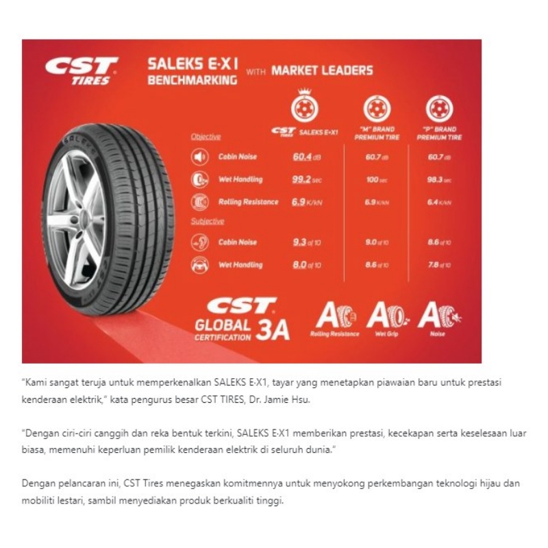 Mekanika Malaysia - SALEKS E-X1, CST - CST Tires Malaysia