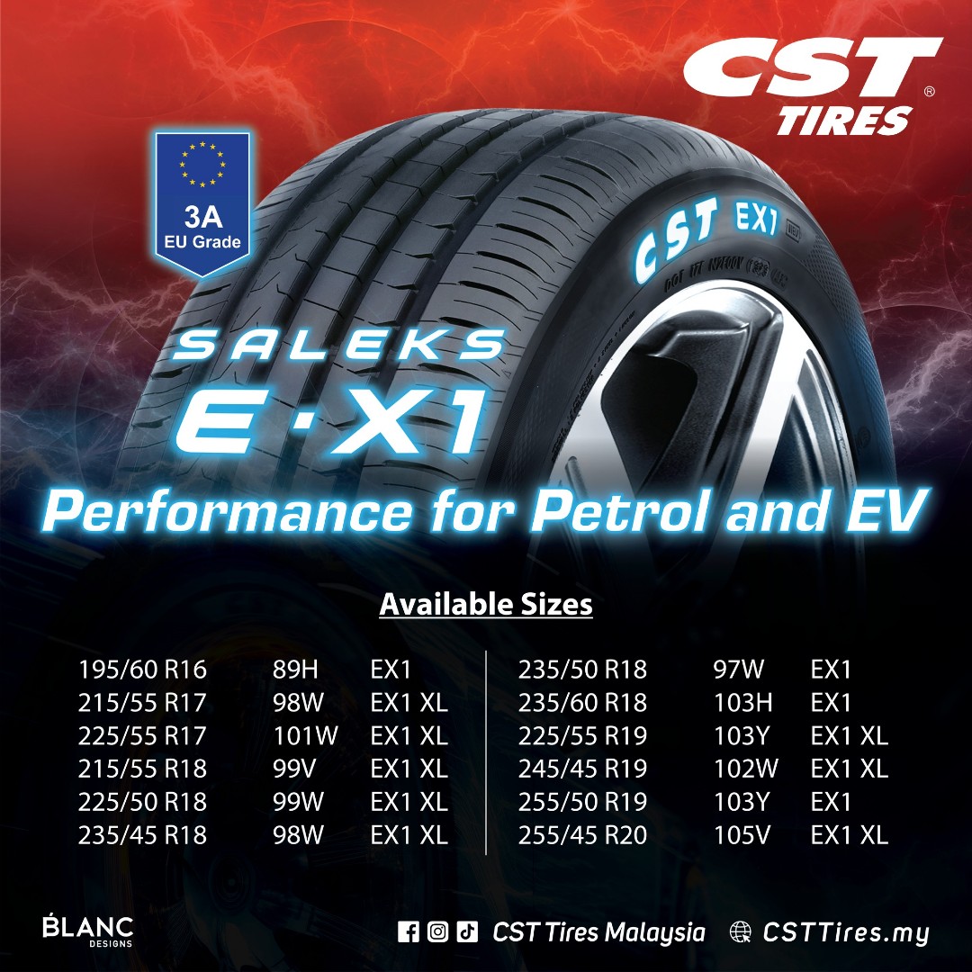 Get up to RM160 eWallet Cashback! with CST Saleks E•X1 - CST Tires Malaysia